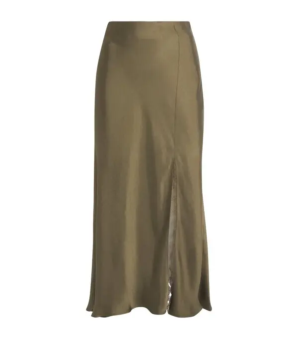 Claudie Pierlot Satin Lace Midi Skirt - Brown