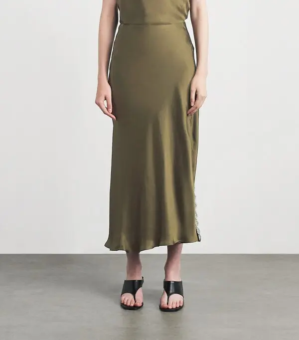 Claudie Pierlot Satin Lace Midi Skirt