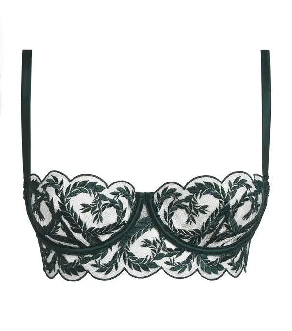 COCO DE MER Lace Arletta Half Cup Bra - Green