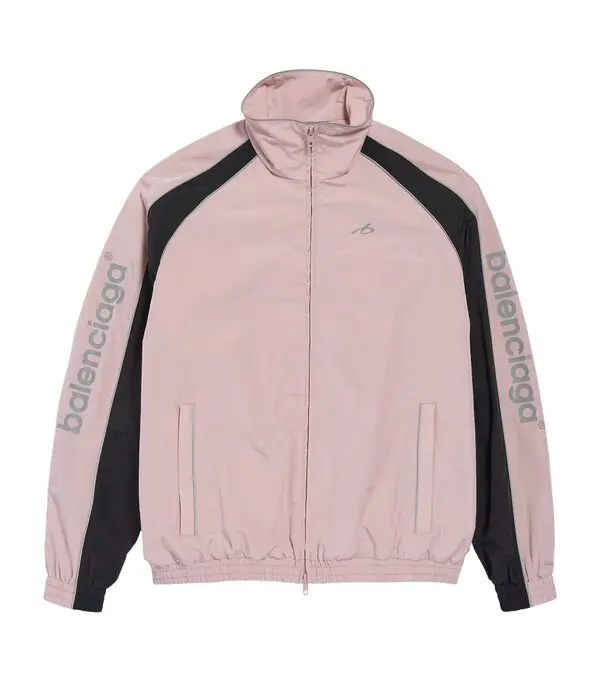 Balenciaga Techno Cotton Logo Track Jacket - Pink