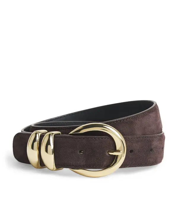 Sandro Suede Buckle Belt - Brown