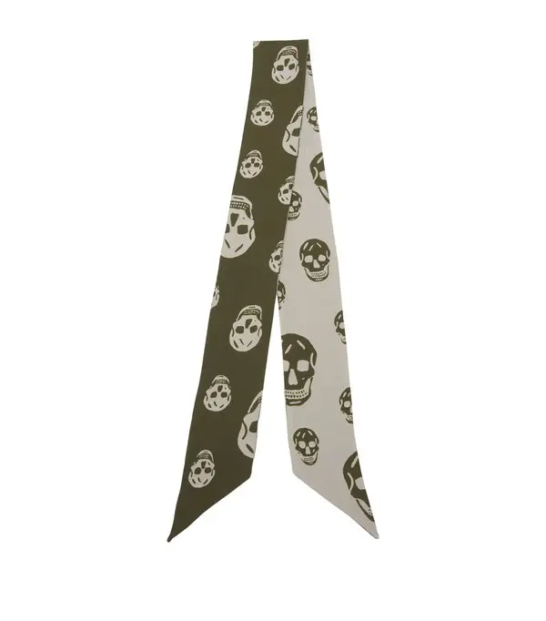 Alexander McQueen Silk Skull Skinny Scarf - Green