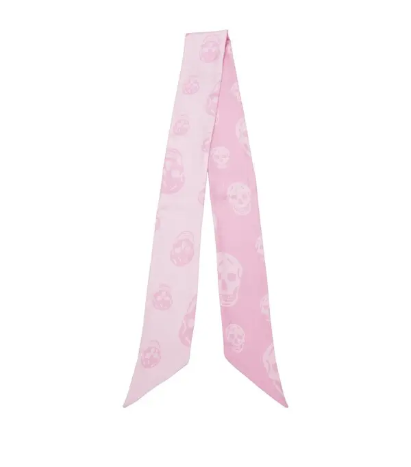 Alexander McQueen Silk Skull Skinny Scarf - Pink