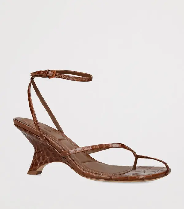 Simkhai Croc-embossed Leather Kelsey Heeled Sandals 75