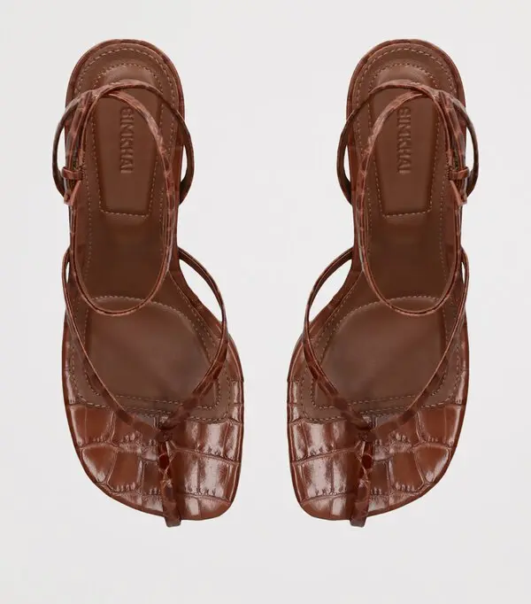 Simkhai Croc-embossed Leather Kelsey Heeled Sandals 75