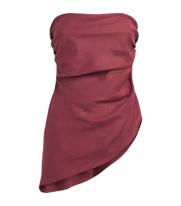 Faithfull The Brand Linen Asymmetric Nera Top - Pink