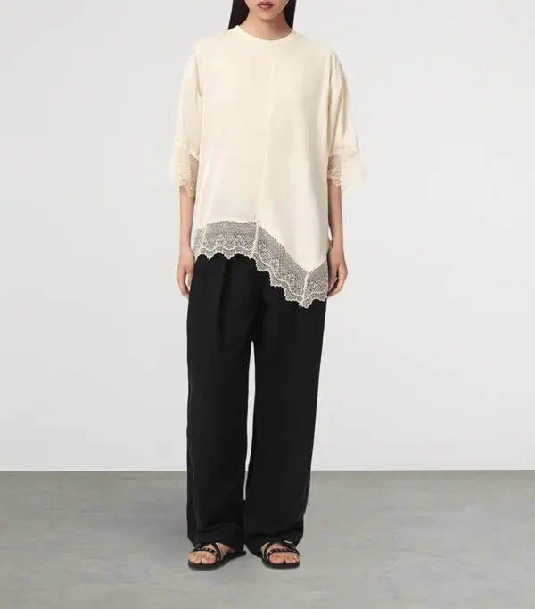 ALLSAINTS Cotton Lace-trim T-shirt - White