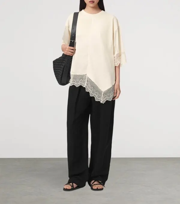 ALLSAINTS Cotton Lace-trim T-shirt - White