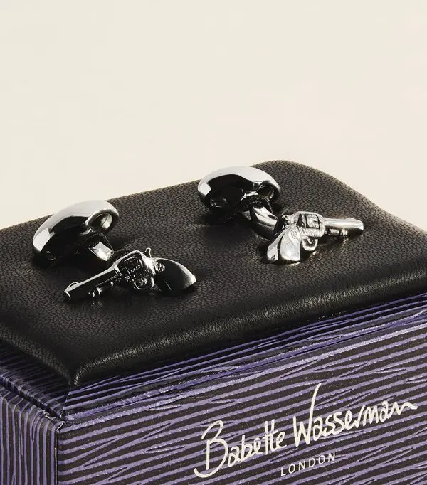 BABETTE WASSERMAN LONDON Rhodium-plated Pistol Cufflinks