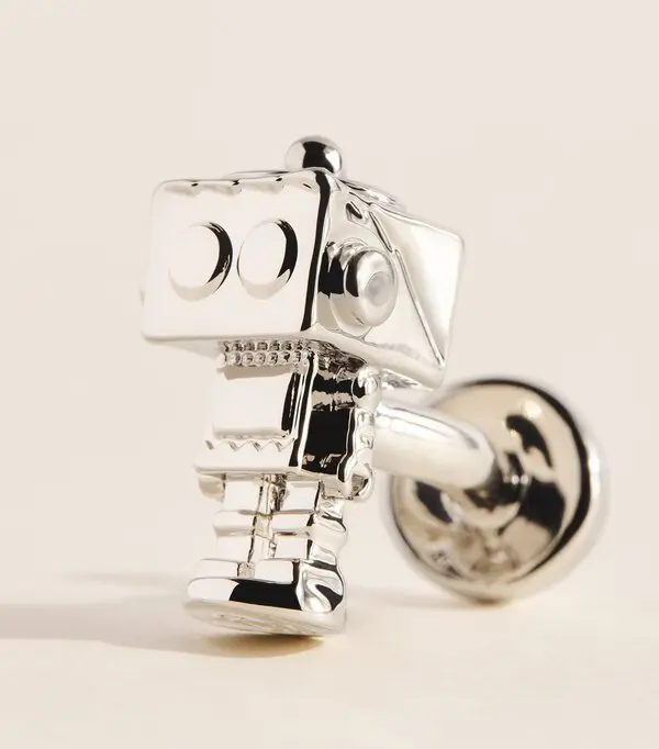 BABETTE WASSERMAN LONDON Rhodium-plated Robot Cufflinks