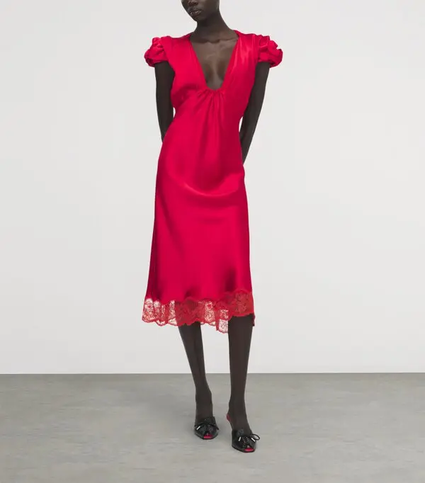 Alexander McQueen Satin-lace Midi Dress