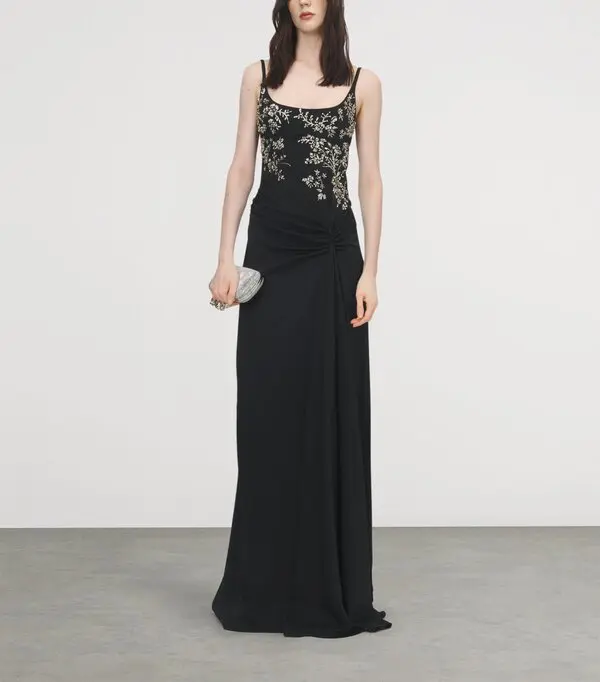 Alexander McQueen Embellished Crepe Satin Gown