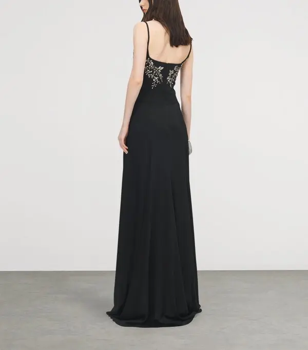 Alexander McQueen Embellished Crepe Satin Gown