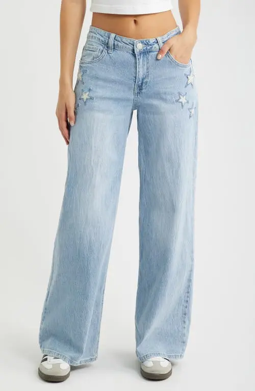 YMI Joey Star Wide Leg Jeans - Light Blue