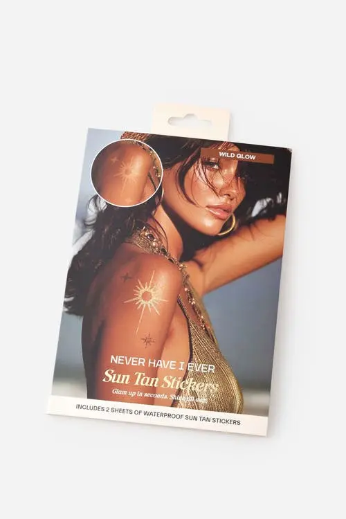 NEVER HAVE I EVER Wild Glow Sun Tan Stickers - Metallic Gold