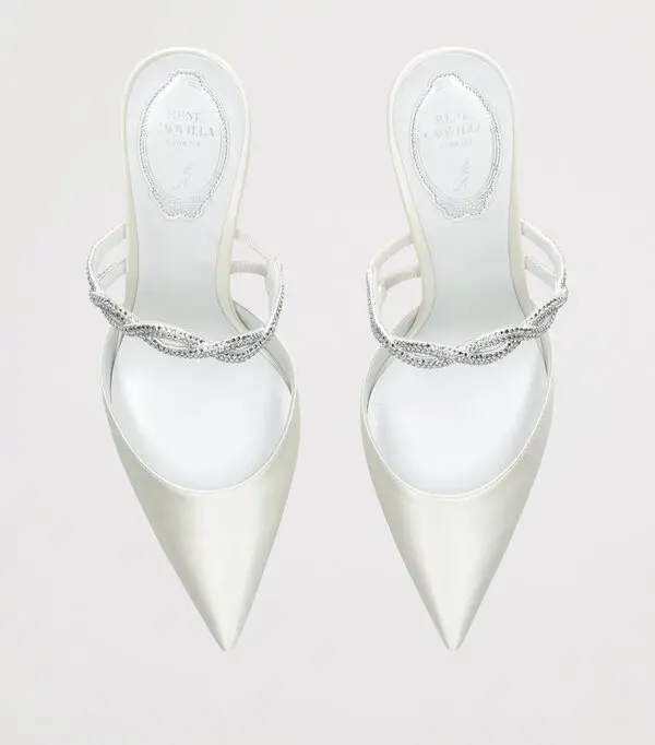 Rene Caovilla Satin Embellished-braid Heeled Mules 80