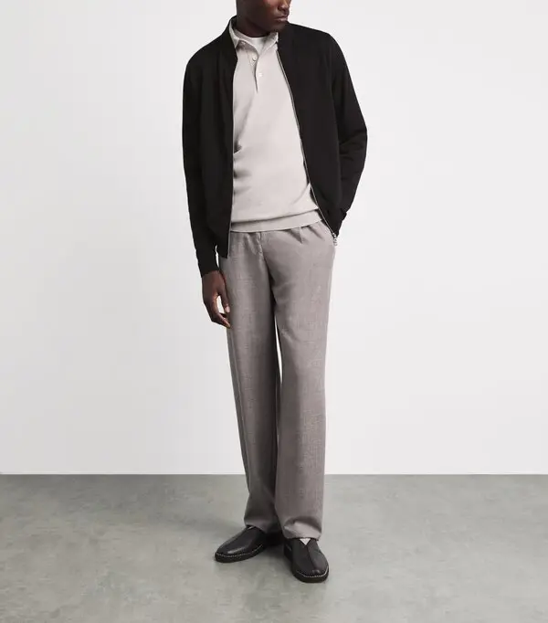 John Smedley Extra Fine Merino Wool Zip-up Cardigan