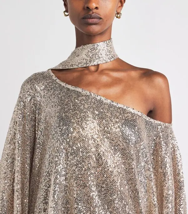 TALLER MARMO Sequined Fringe Kaftan Mini Dress