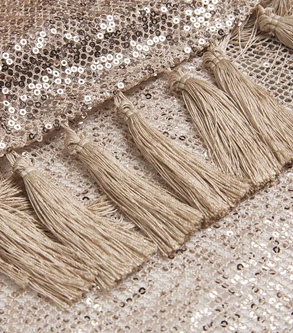 TALLER MARMO Sequined Fringe Kaftan Mini Dress