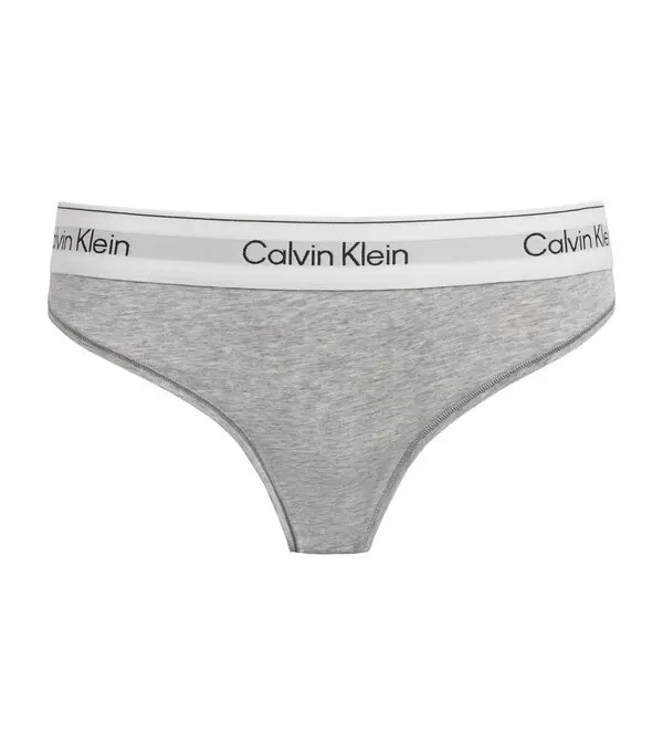 Calvin Klein Cotton-blend Icon Thong - Grey