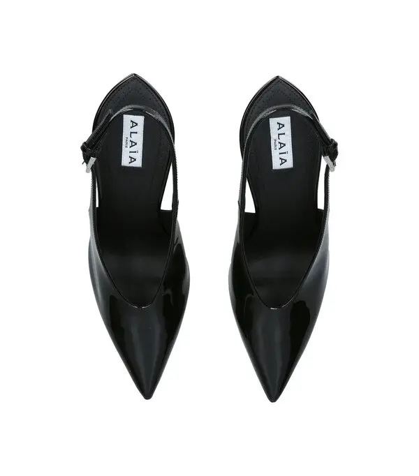 Alaïa Patent Leather Wedge Slingback Pumps