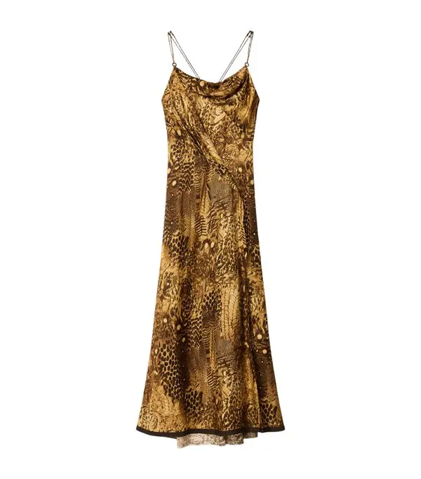 ALLSAINTS Animal Print Claire Midi Dress - Gold