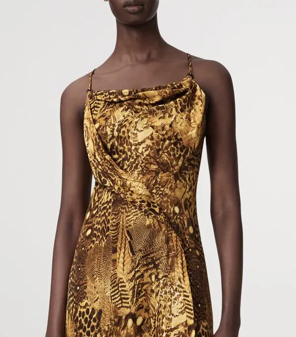 ALLSAINTS Animal Print Claire Midi Dress - Gold