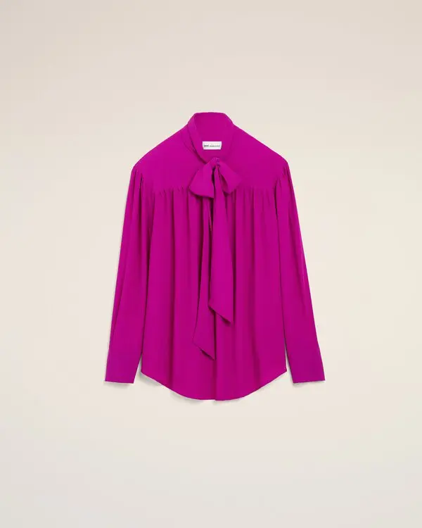 AMI Paris Lavallière Blouse - Fuchsia