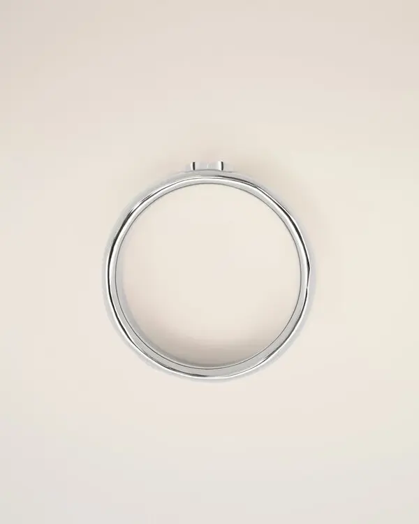AMI Paris Brass Ring With Hammered De Coeur Grey
