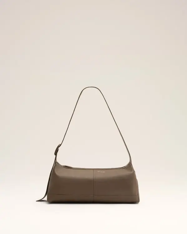 AMI Paris Small Taurillon Leather Crossbody Bag - Truffle