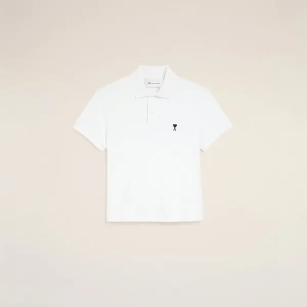 AMI Paris Classic Fit Polo Shirt With De Coeur Embroidery - White/black