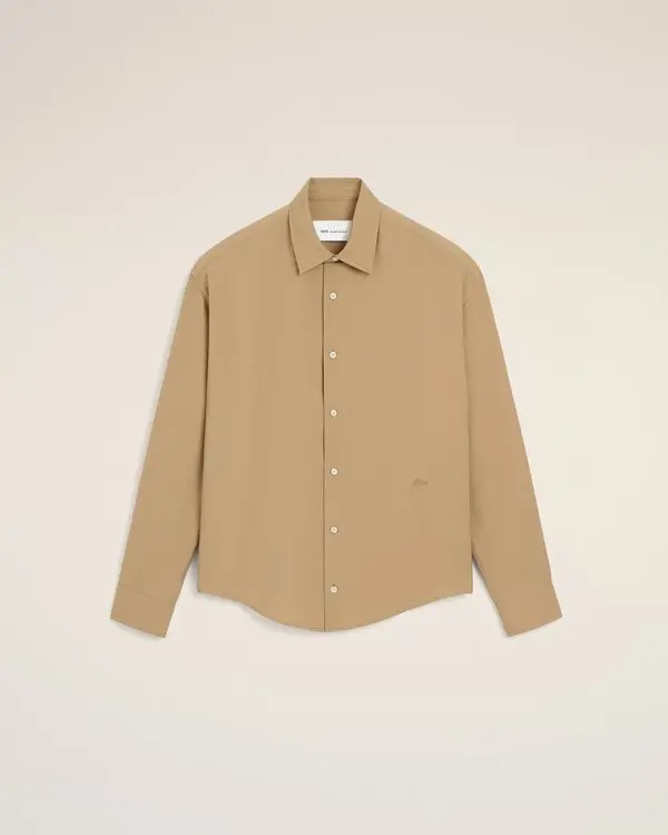 AMI Paris Boxy Viscose Twill Shirt - Mastic Beige