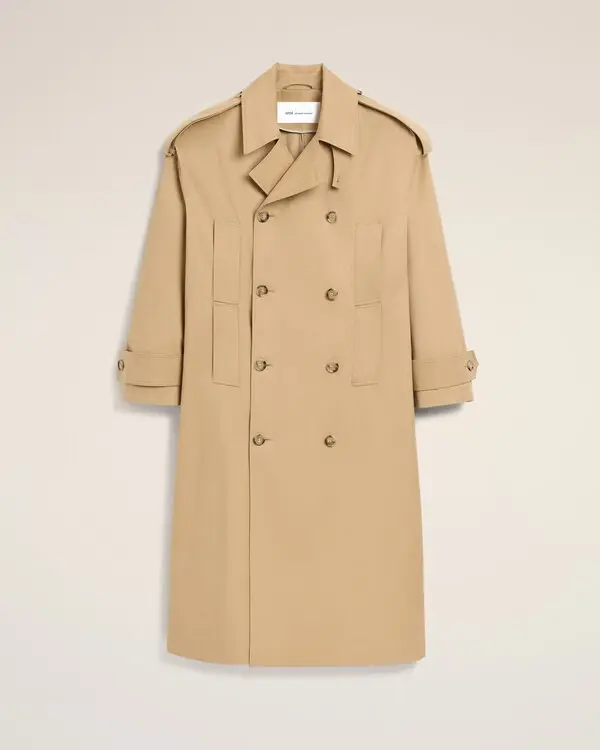 AMI Paris Beige Cotton Trench Coat