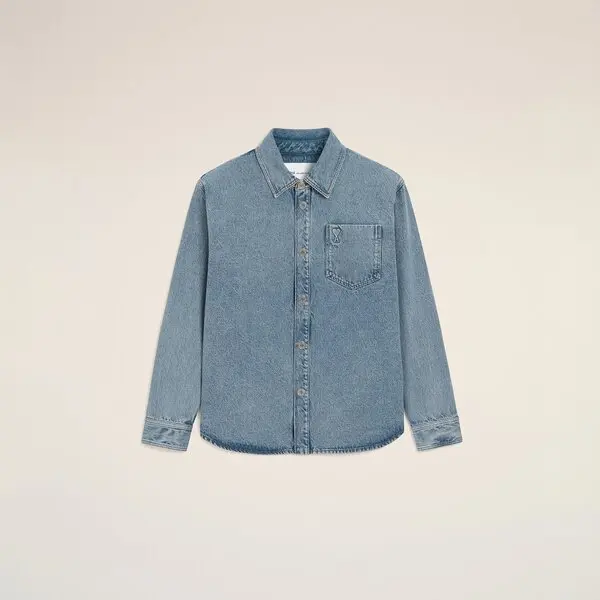 AMI Paris Cotton Overshirt With De Coeur Logo