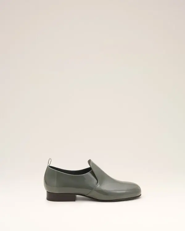 AMI Paris Grey Flat Cow Leather Shoes