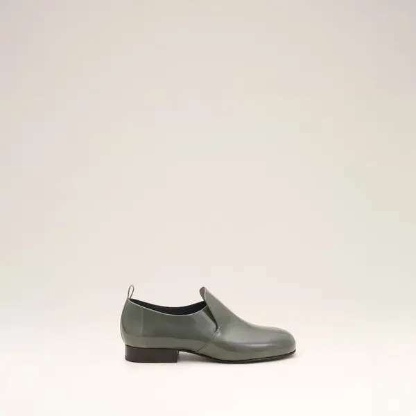 AMI Paris Grey Flat Cow Leather Shoes