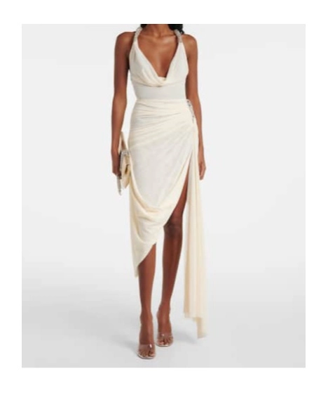 David Koma Embellished Draped Midi Dress