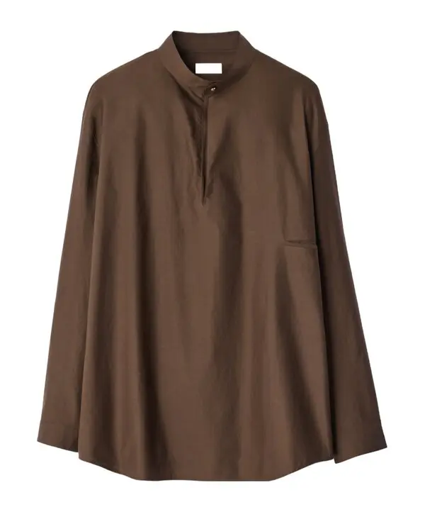 LEMAIRE Sailor Top In Washed Cotton And Silk Blend - Truffle
