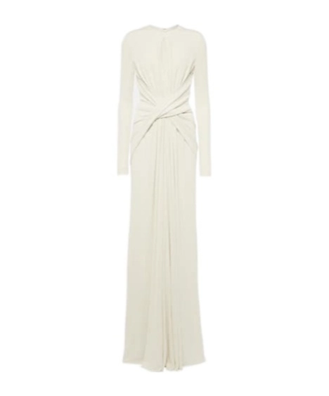 Elie Saab Gathered Cutout Jersey Gown - White
