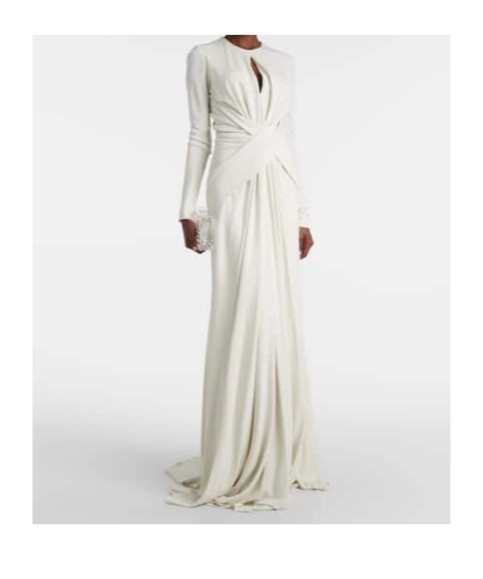Elie Saab Gathered Cutout Jersey Gown
