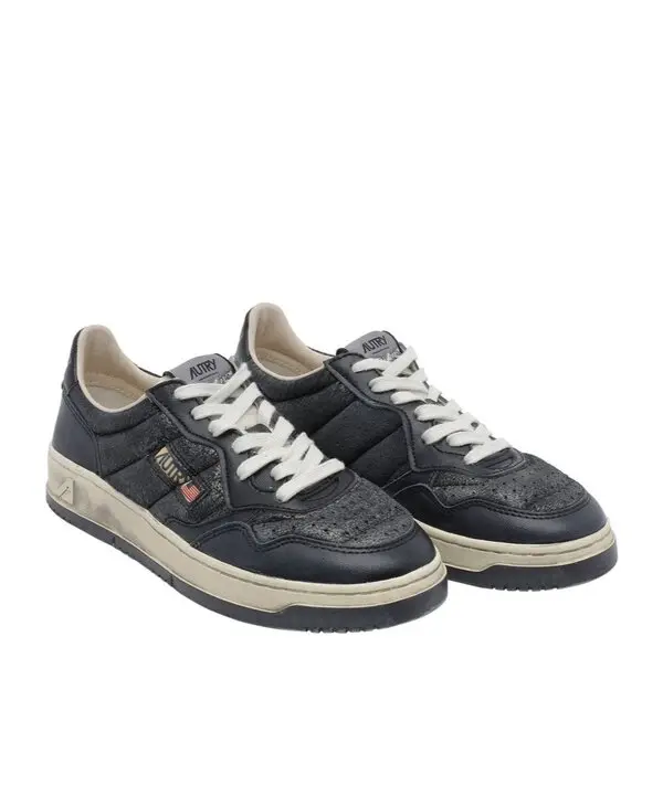 AUTRY Sup Vint Distressed-effect Panelled Sneakers