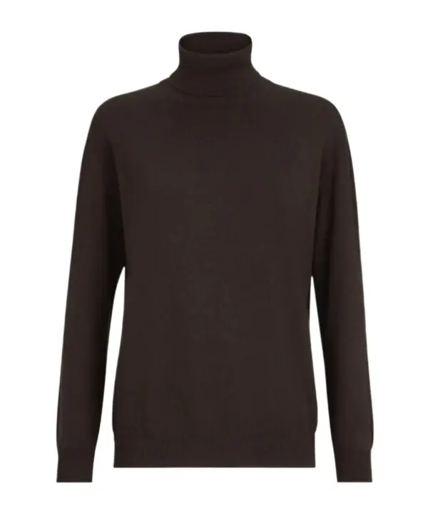Brunello Cucinelli Cashmere Turtleneck Sweater With Monili - Brown