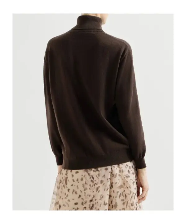 Brunello Cucinelli Cashmere Turtleneck Sweater With Monili Trim