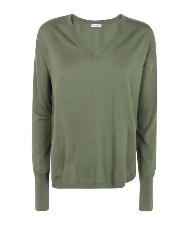 Aspesi Ribbed V-neck Knit Top