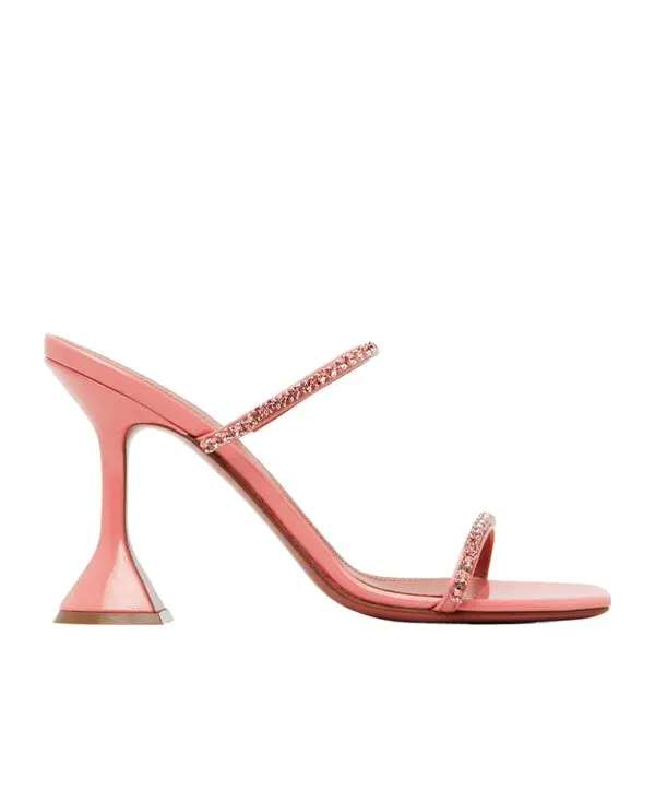 Amina Muaddi Gilda 95 High-heeled Sandals - Peach Pearly