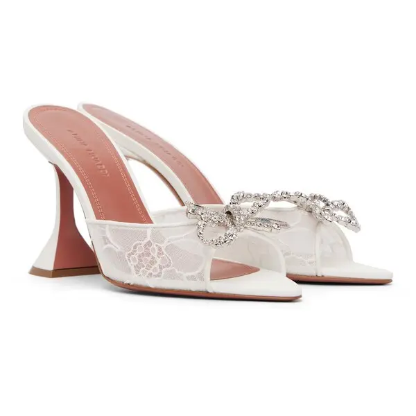 Amina Muaddi Rosie 95 Lace High-heeled Sandals - Ivory White
