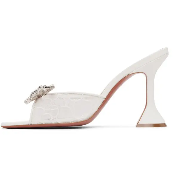 Amina Muaddi Rosie 95 Lace High-heeled Sandals - Ivory White