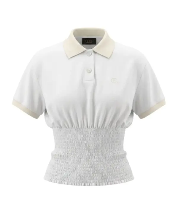 Gucci Striped T-shirt With Smock Embroidery And Double G Logo
