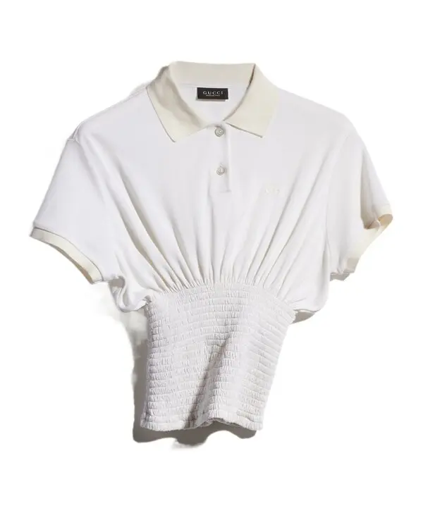 Gucci Striped T-shirt With Smock Embroidery And Double G Logo