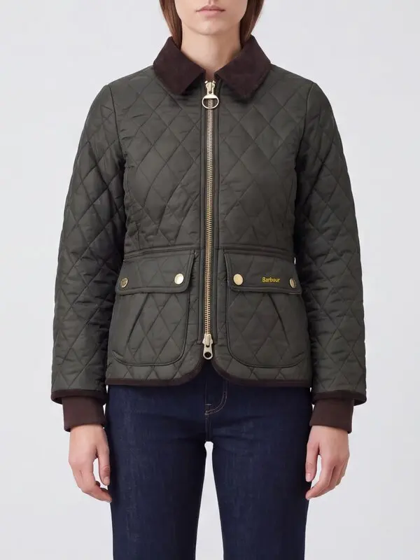 Barbour Quilted Jacket With Classic Collar - Green